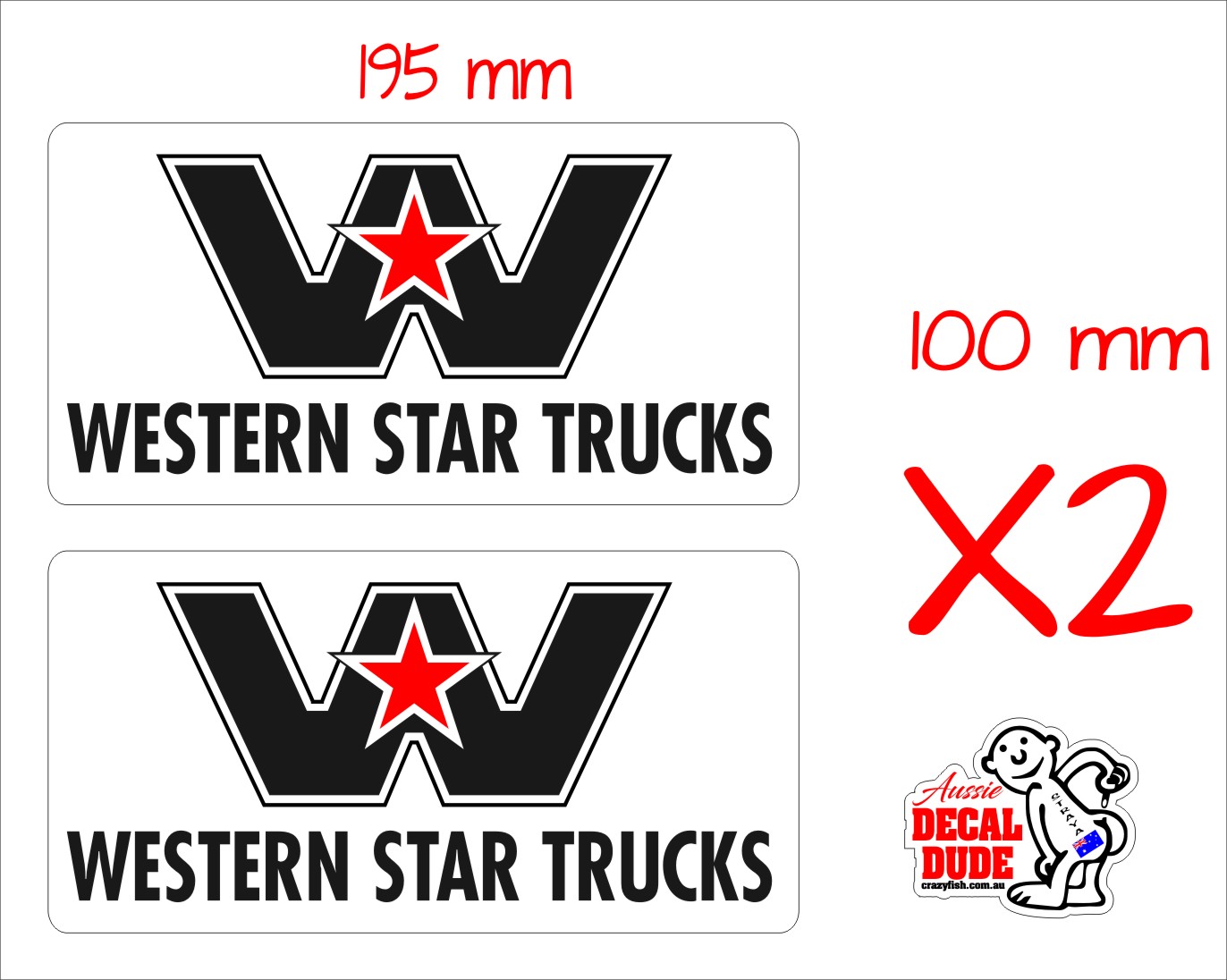 Western Star Trucks matt black stickers TWO (2) 190 x 95 mm each ...