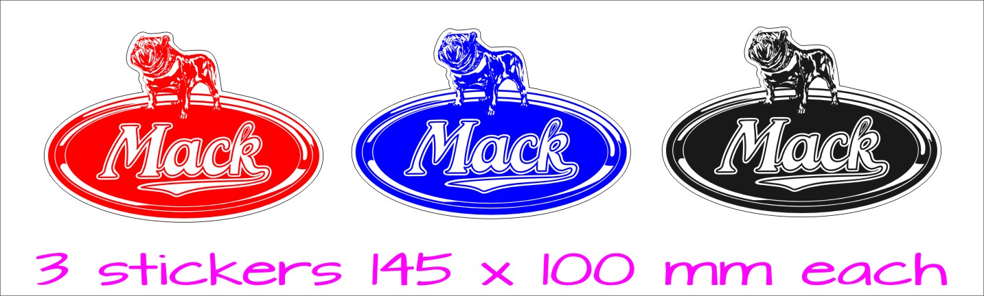 Mack Stickers THREE (3) 145 x 100 mm each - Crazy Fish