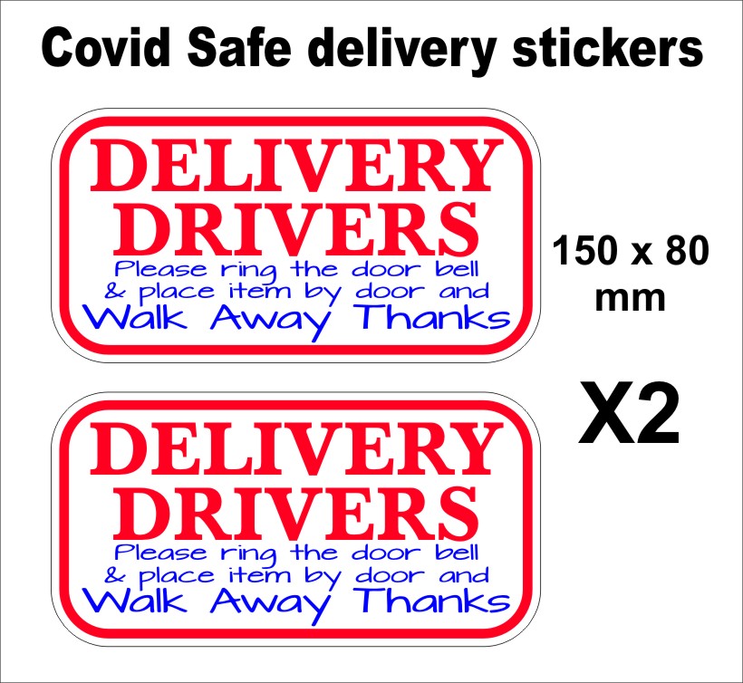 Covid Safe Delivery Stickers TWO (2) 150 x 80 mm each - Crazy Fish