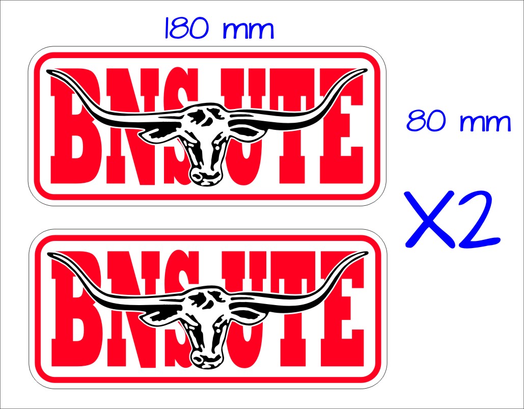 BNS UTE Stickers #2 TWO (2) 180 x 80 mm each - Crazy Fish