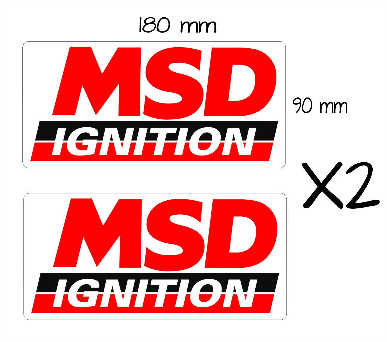 MSD Ignition Stickers TWO (2) 180 x 90 mm each - Crazy Fish