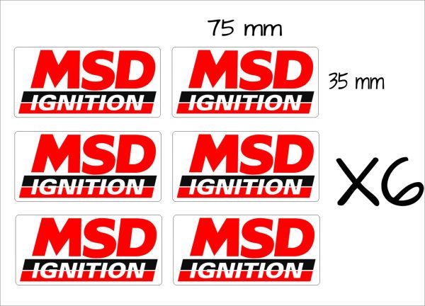 MSD Ignition Stickers SIX (6) 75 x 35 mm each - Crazy Fish