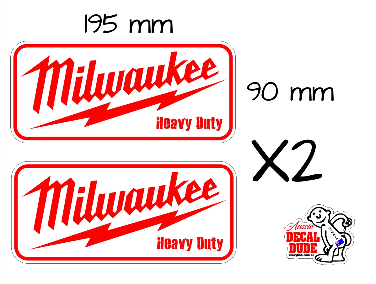 Milwaukee Stickers TWO (2) 195 x 90 mm each - Crazy Fish