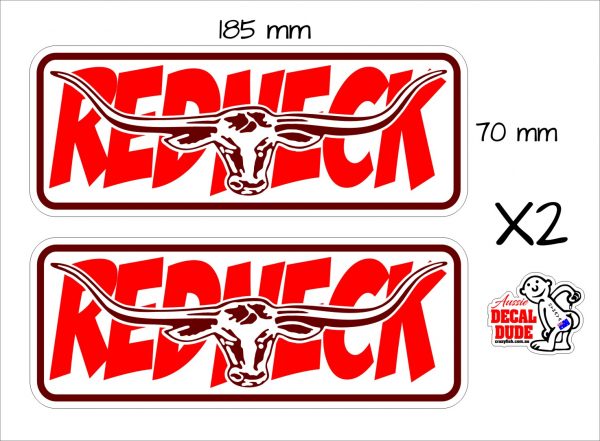 REDNECK Stickers TWO (2) 185 x 70 mm each - Crazy Fish