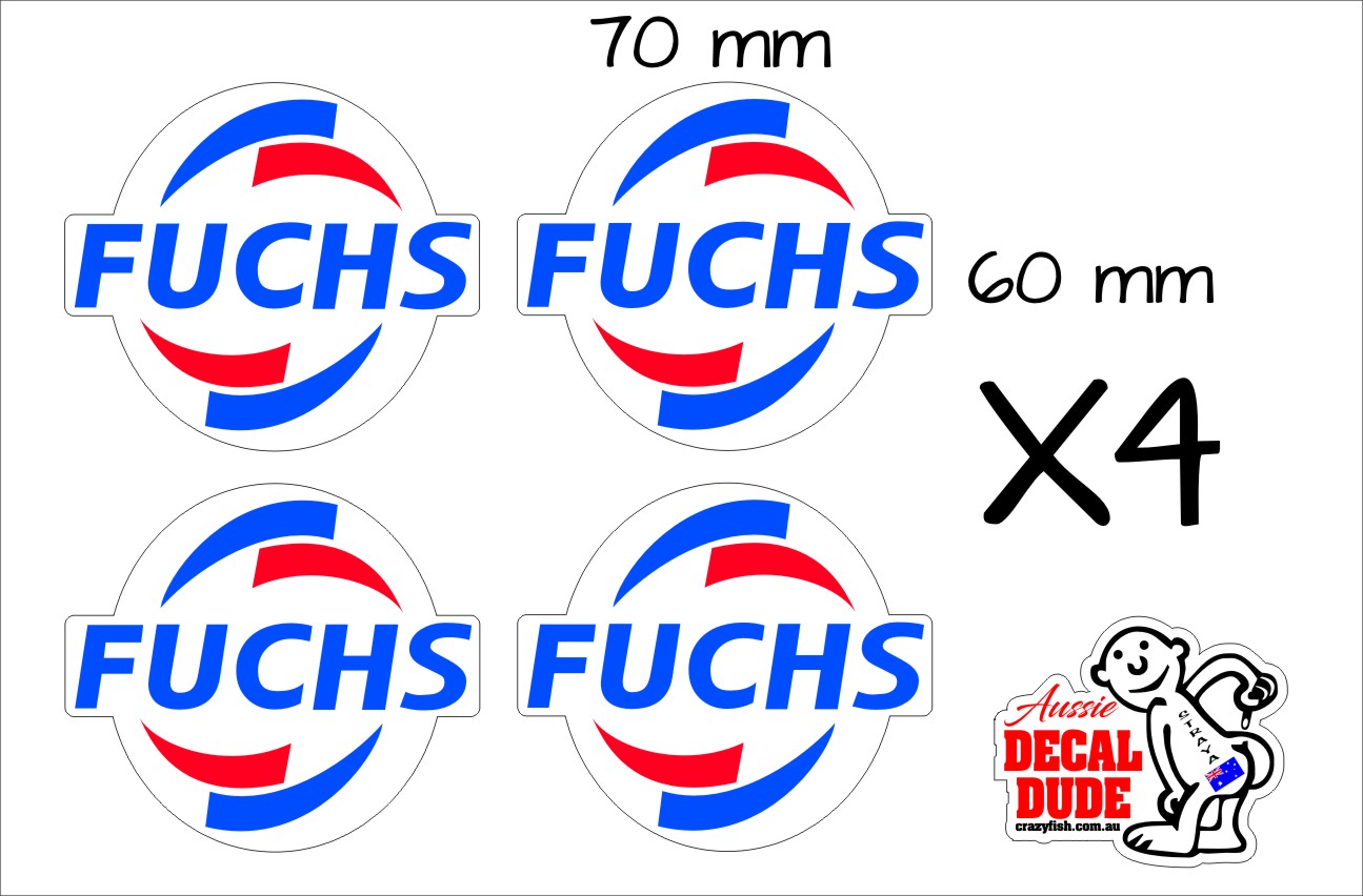 FUCHS Stickers FOUR (4) 70 x 60 mm each - Crazyfish