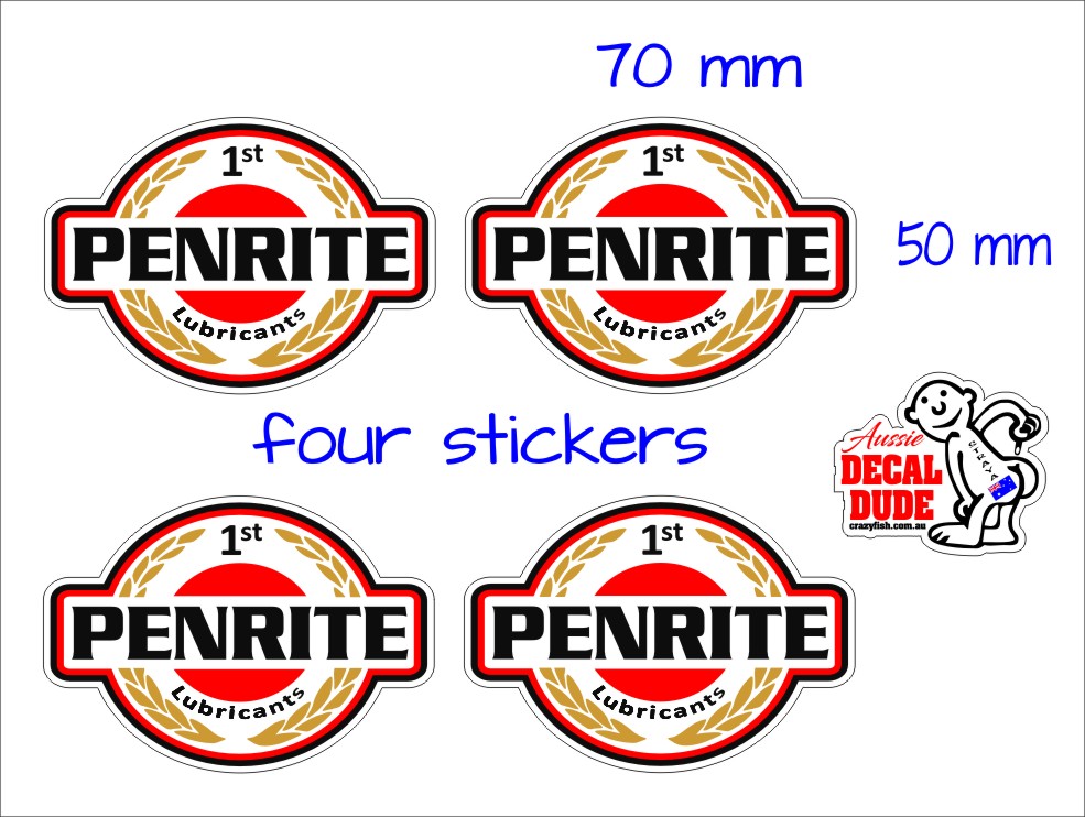 Penrite1st Stickers FOUR (4) 70 x 50 mm each - Crazy Fish