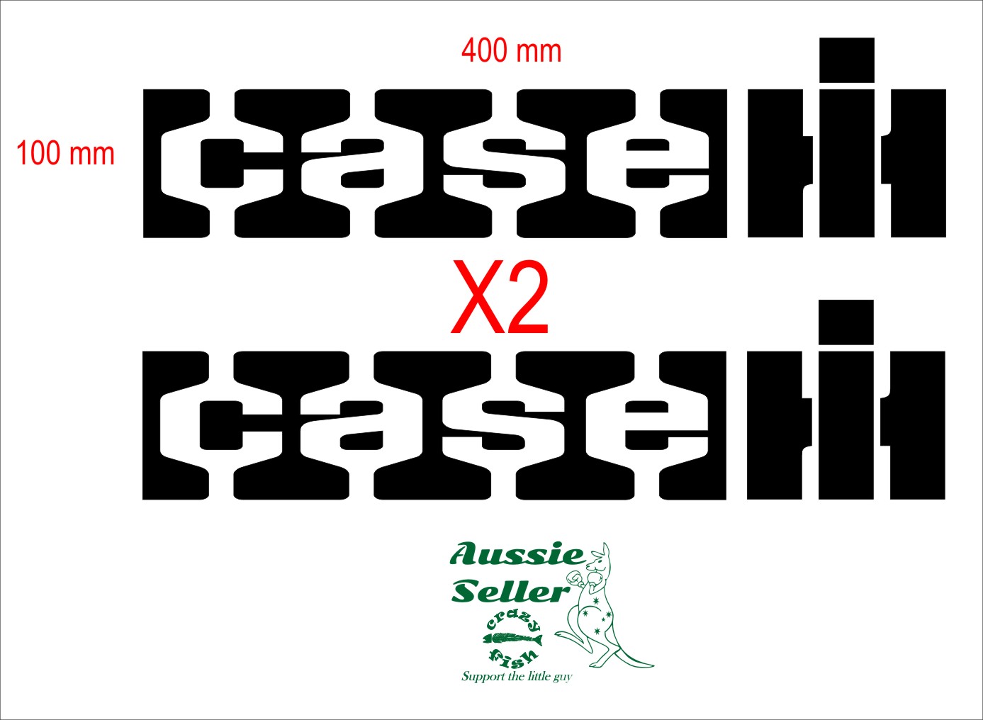 CASE tractor vinyl decals TWO (2) 400 x 100 mm each CONFIRM your color ...