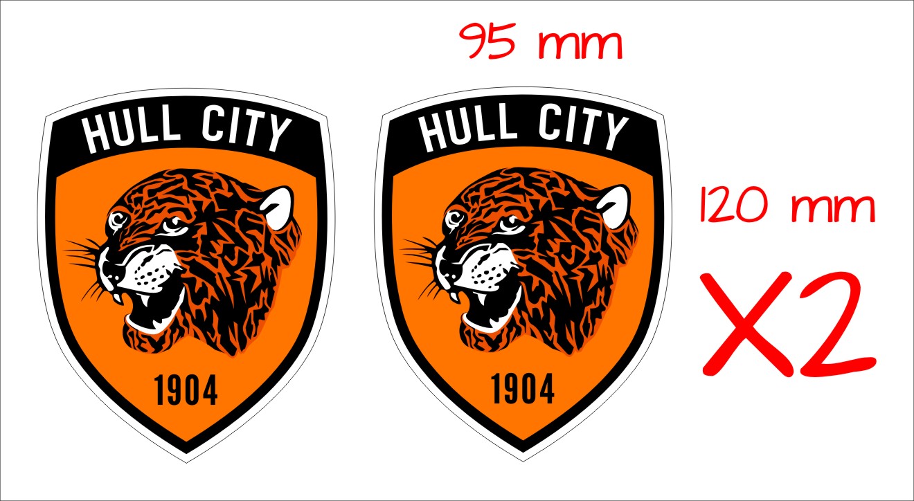 Hull City Stickers TWO (2) 120 x 95 mm each - Crazyfish