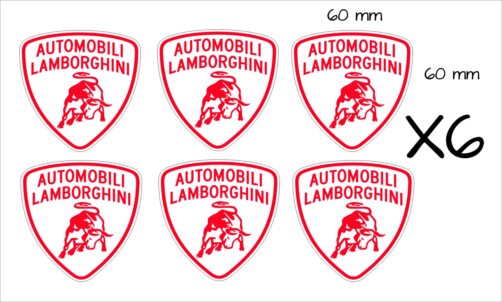Lamborghini Stickers SIX (6) 60 mm each - Crazyfish