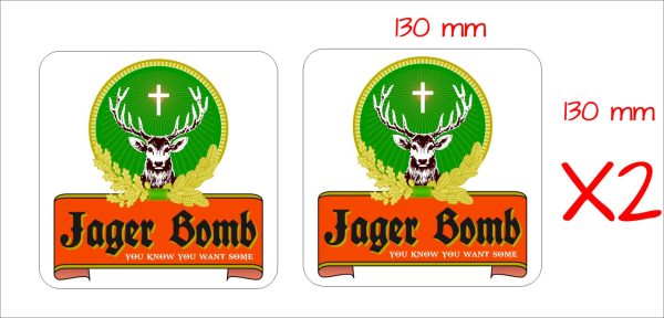Jager Bomb Stickers TWO (2) 130 mm each - Crazy Fish