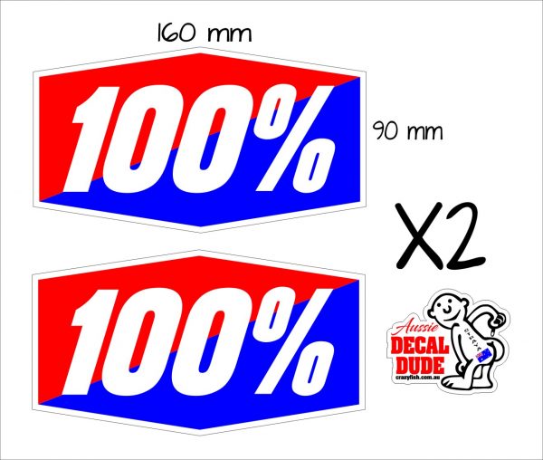 100% Stickers TWO (2) 160 x 90 mm each - Crazy Fish