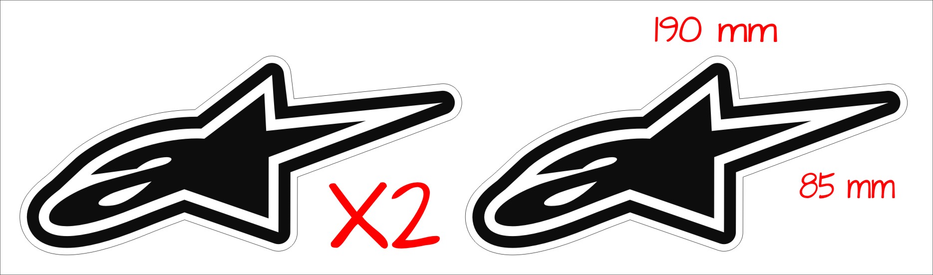 Alpine Star Stickers TWO (2) 190 x 85 mm each matt black - Crazyfish