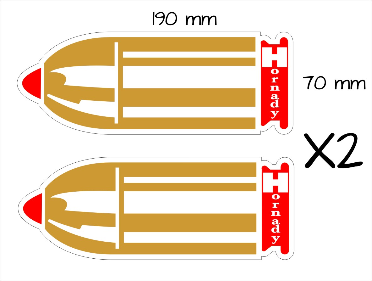 Hornady Ammo Stickers TWO (2) 190 x 70 mm each - Crazy Fish
