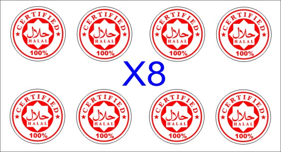 Halal Stickers EIGHT (8) 40 mm each - Crazy Fish