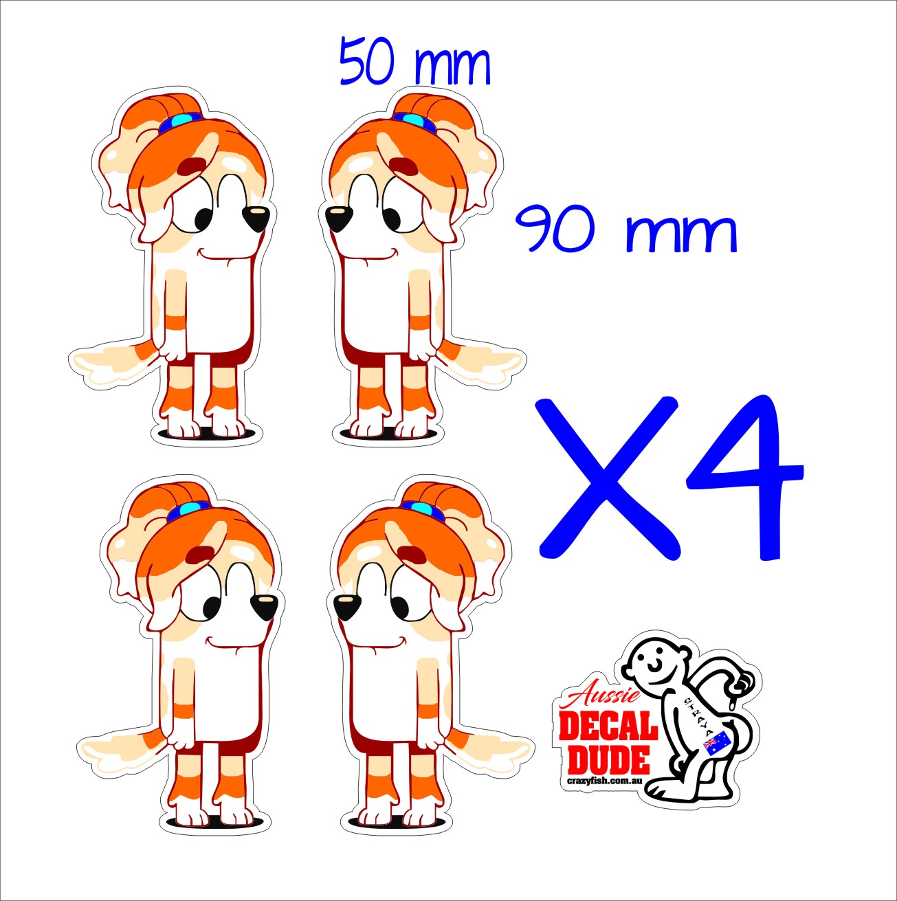 Frisky Stickers FOUR (4) 90 x 50 mm each - Crazyfish