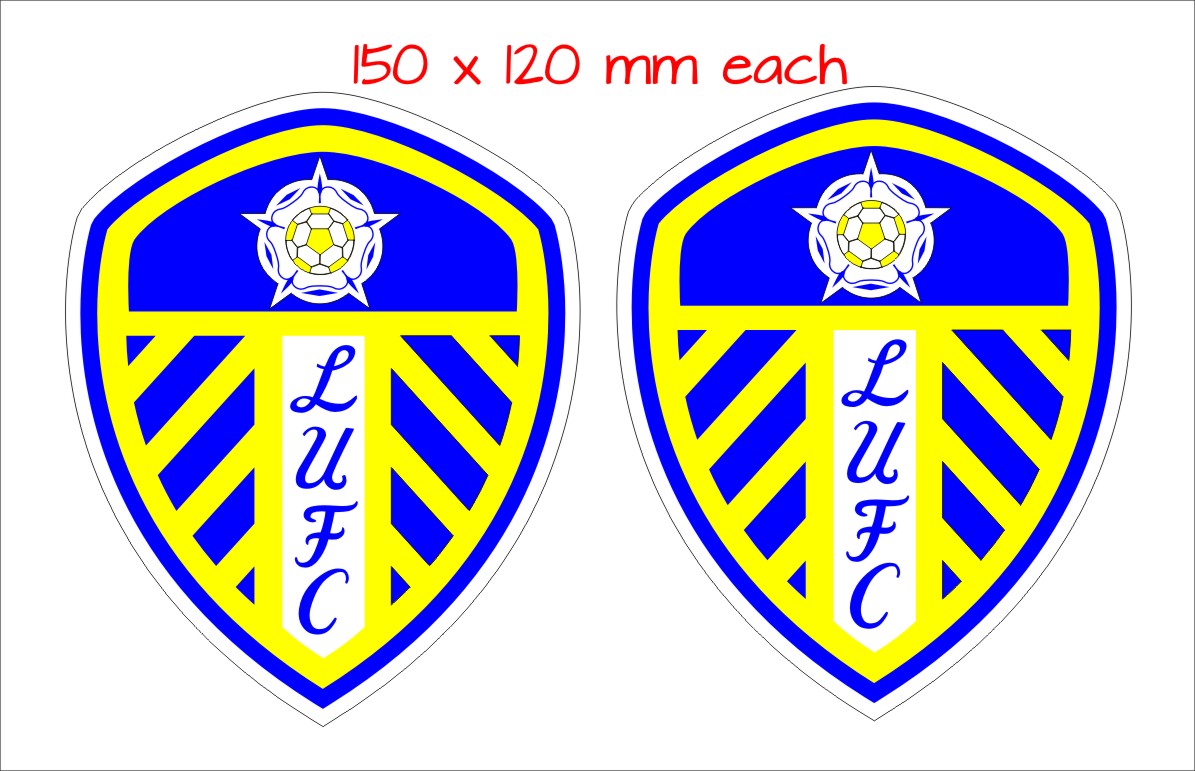 Leeds Stickers TWO (2) 150 x 120 mm each - Crazy Fish