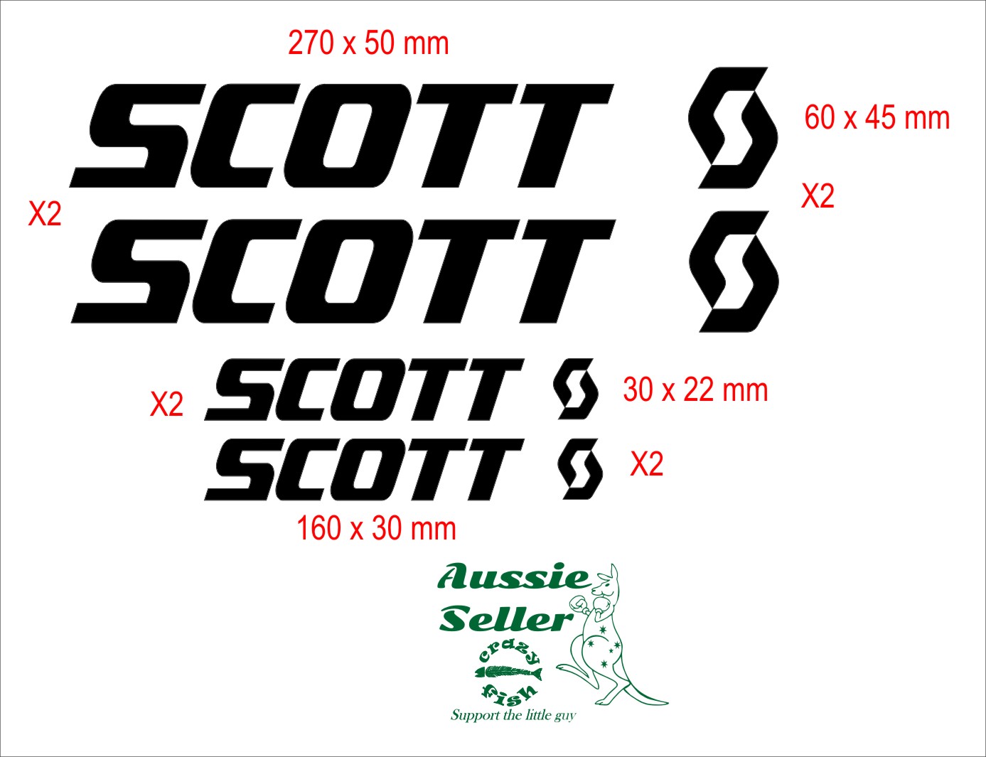 SCOTT cycles vinyl decal kit EIGHT (8) decals choose your color - Crazy ...