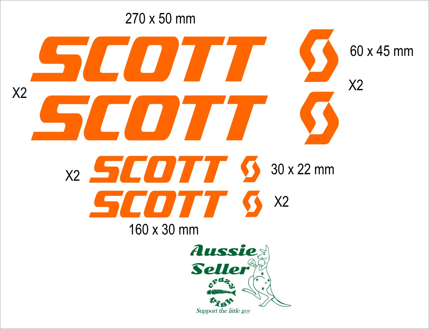 SCOTT cycles vinyl decal kit EIGHT (8) decals choose your color - Crazy ...