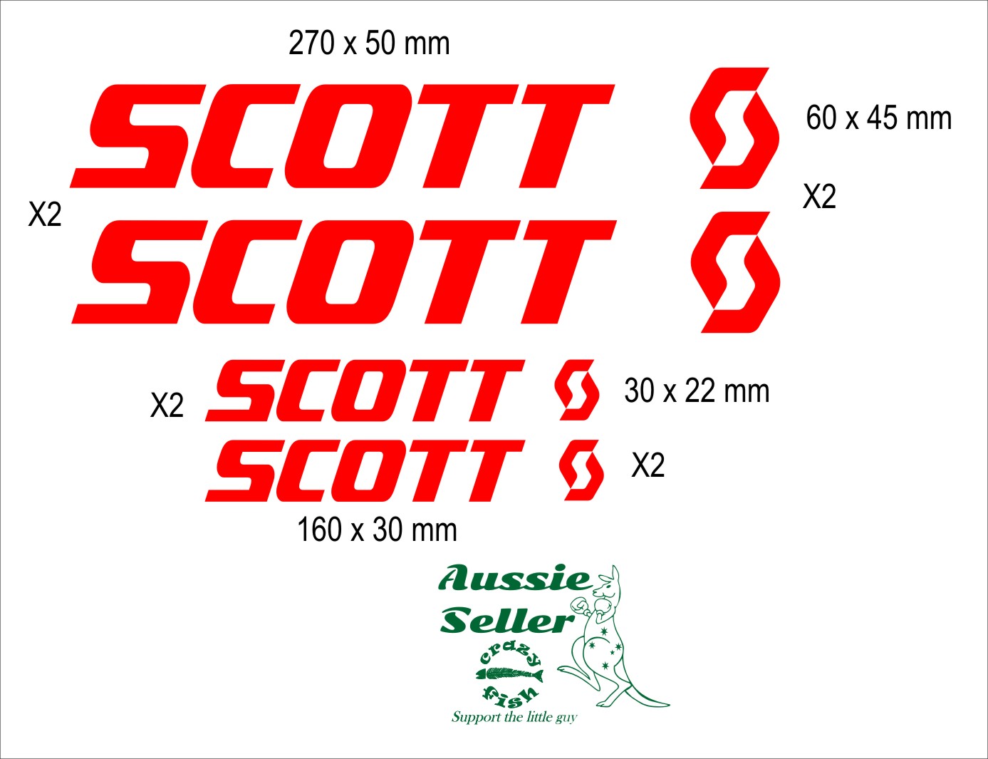 SCOTT cycles vinyl decal kit EIGHT (8) decals choose your color - Crazy ...