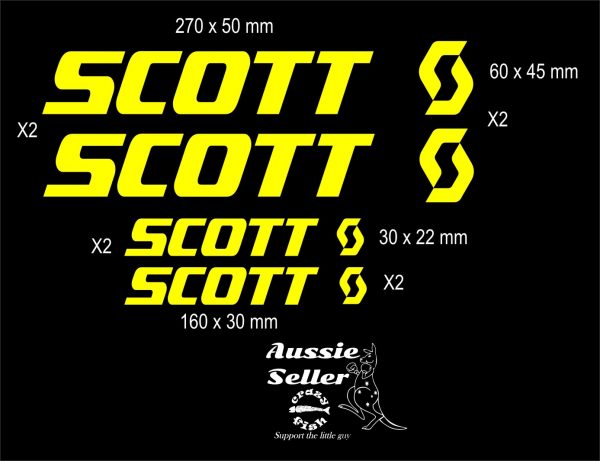 SCOTT cycles vinyl decal kit EIGHT (8) decals choose your color - Crazy ...