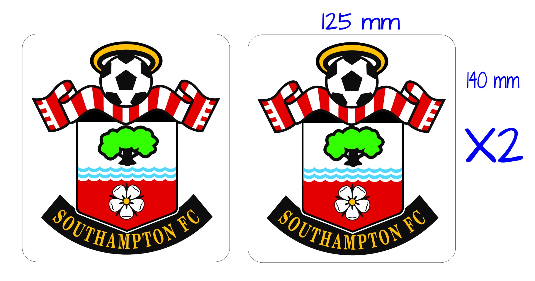 Southampton Stickers TWO 140 x 125 mm each - Crazy Fish