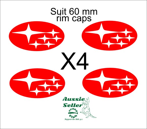 Subaru cut out decals FOUR (4) suit 60 mm rim caps CONFIRM your color ...
