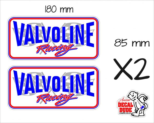 VALVOLINE Racing Stickers TWO (2) 190 x 85 mm each - Crazy Fish