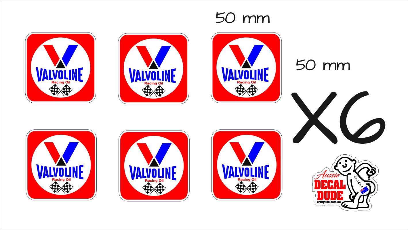 Valvoline Racing Oil stickers SIX (6) 50 mm each - Crazy Fish