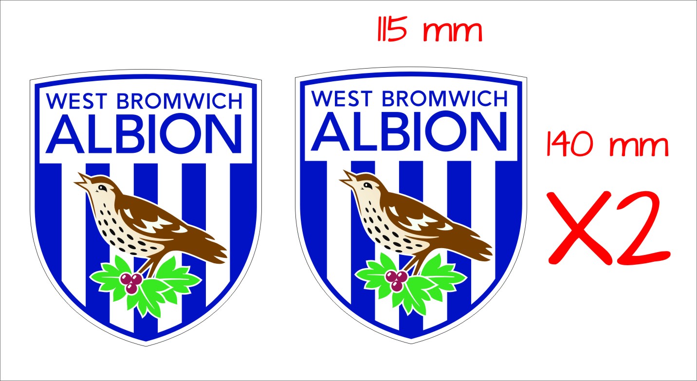 West Brom Albion Stickers TWO (2)140 x 115 mm each - Crazy Fish