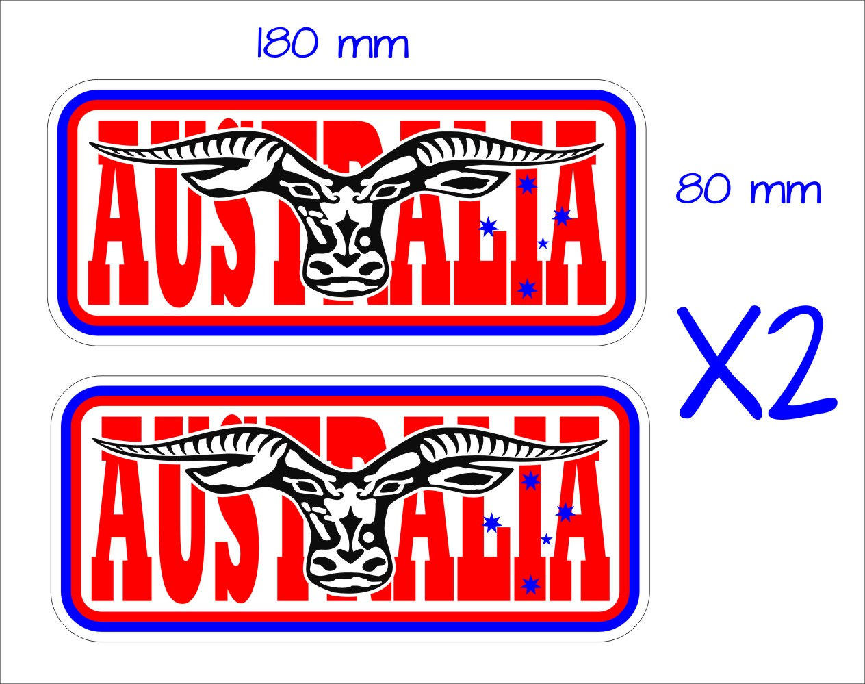 AUSTRALIA Stickers TWO (2) 180 x 80 mm each - Crazy Fish