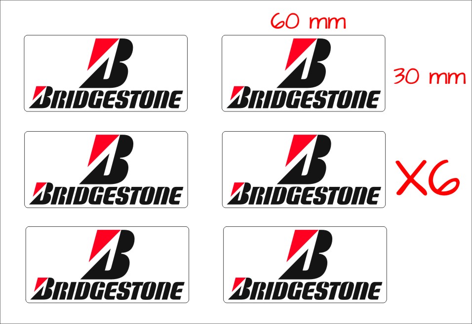 Bridgestone Stickers SIX (6) 60 x 30 mm each - Crazy Fish