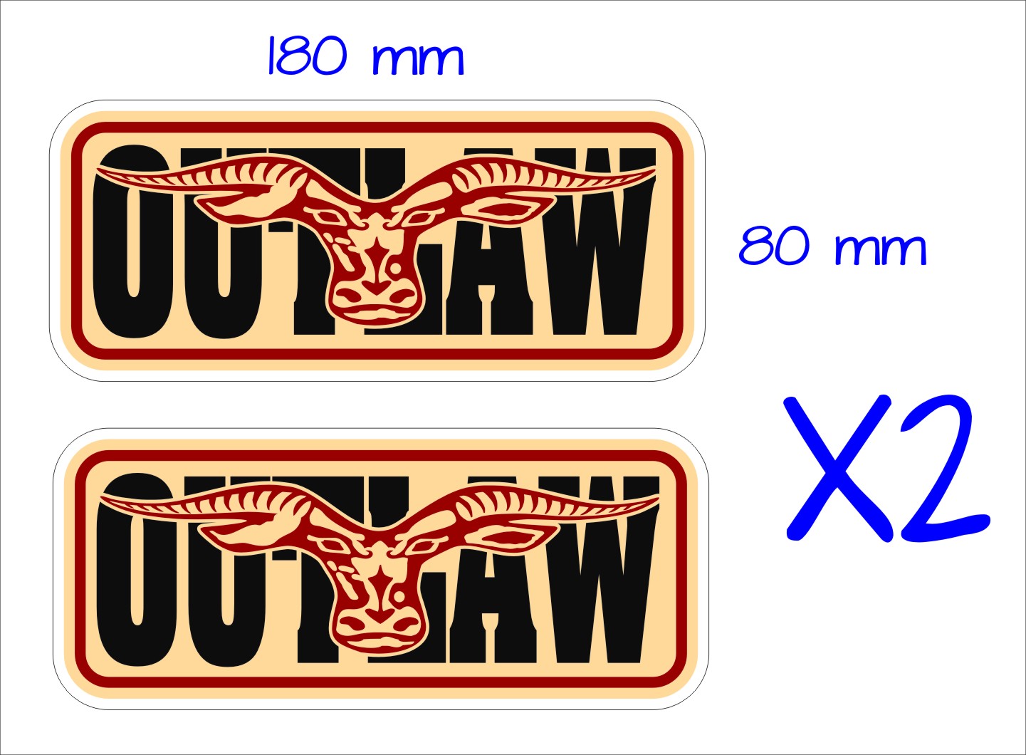 OUTLAW Stickers TWO (2) 180 x 80 mm each - Crazy Fish