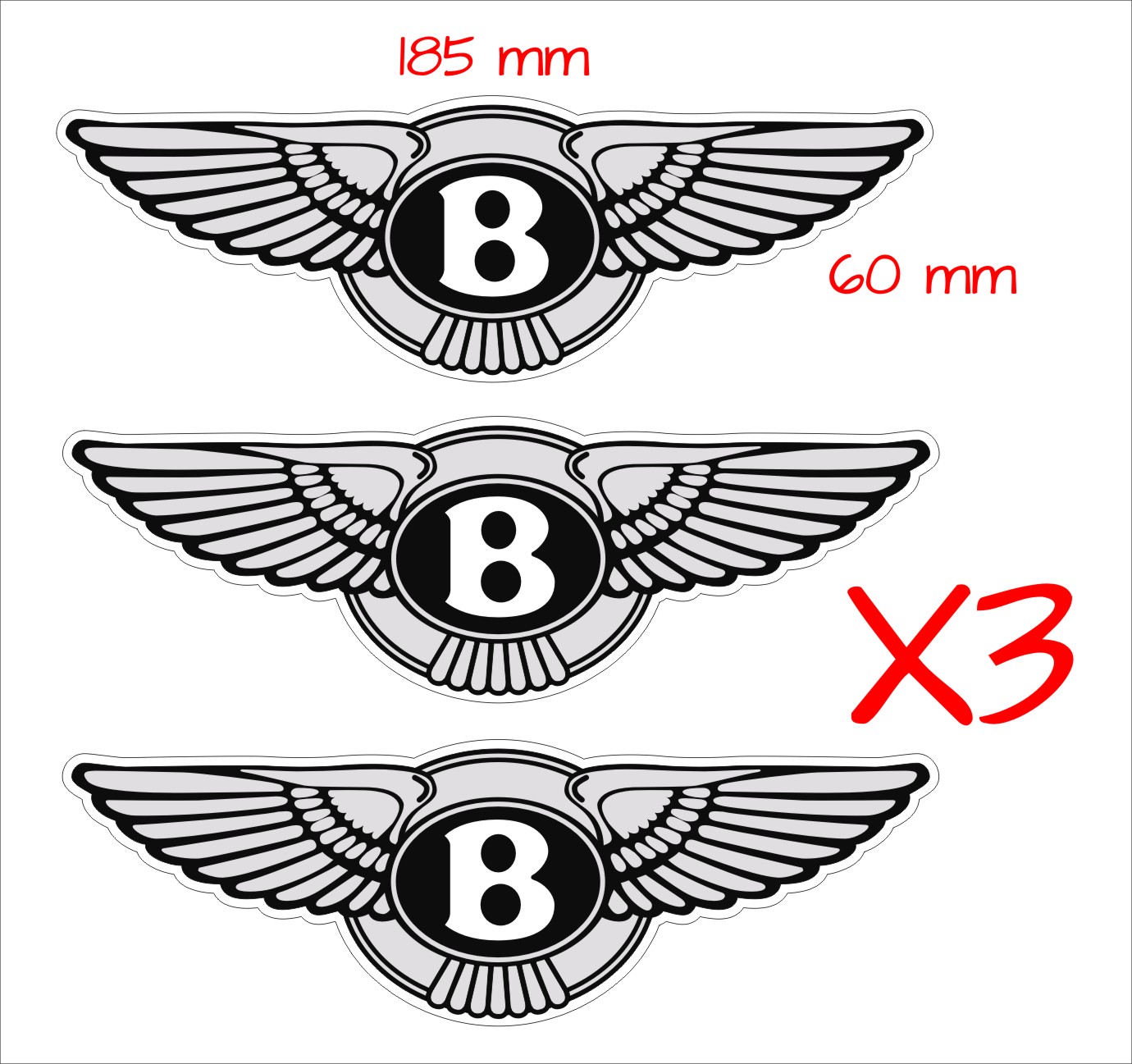 Bentley Stickers THREE (3) 185 x 60 mm each - Crazy Fish