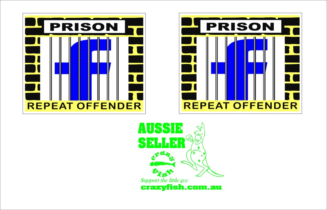 Repeat Offender Stickers TWO (2) 70 x 60 mm each - Crazy Fish