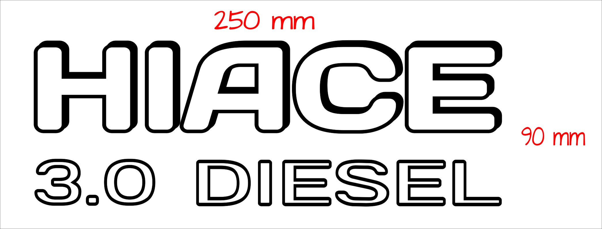 Toyota HIACE 3.0 Diesel vinyl decal 250 x 90 mm CONFIRM your color ...