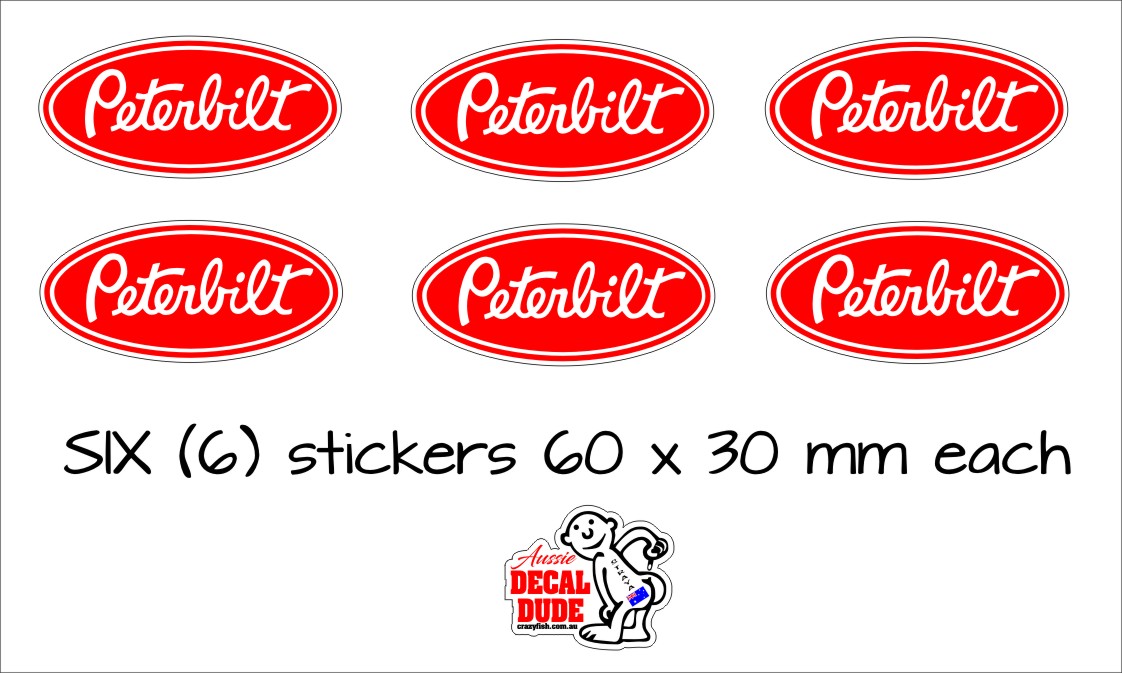 Peterbilt Truck Stickers SIX (6) 60 x 30 mm each - Crazy Fish