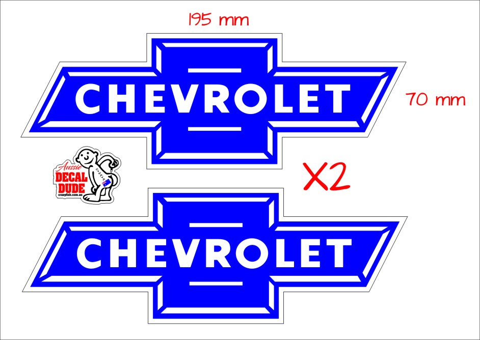 Chevrolet Stickers TWO (2) 195 x 70 mm each - Crazy Fish