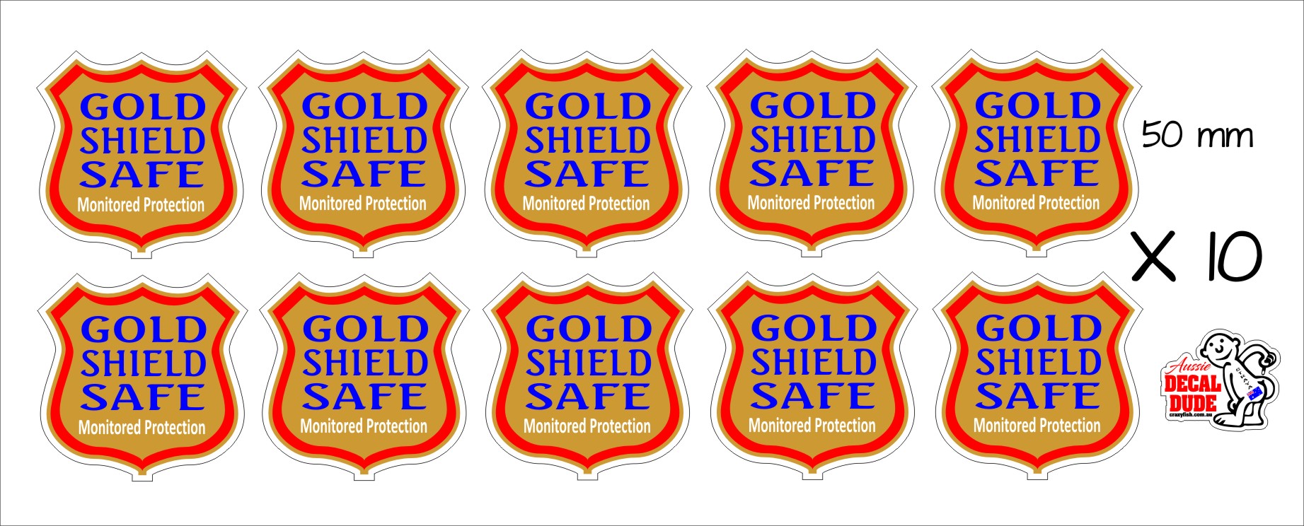 Theft Deterrent Stickers TEN (10) 50 mm each - Crazy Fish