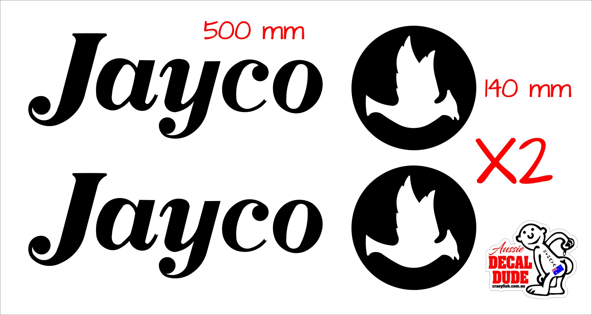 Jayco Retro Caravan decals TWO (2) 500 x 140 mm CONFIRM your color ...