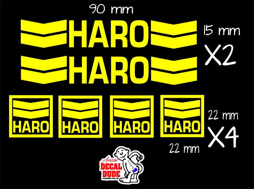 Haro vinyl decals SIX (6) sizes in pics choose your color - Crazy Fish