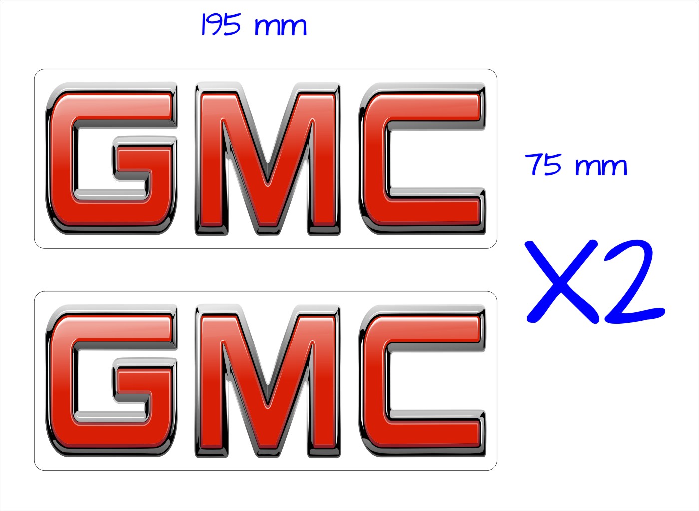 GMC Stickers TWO (2) 195 x 75 mm each - Crazy Fish
