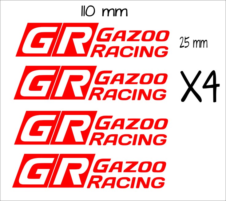 Toyota Gazoo Racing caliper decals FOUR (4) 110 x 25 mm each choose ...