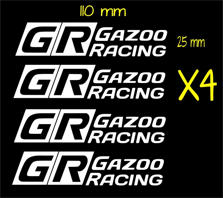 Toyota Gazoo Racing caliper decals FOUR (4) 110 x 25 mm each choose ...
