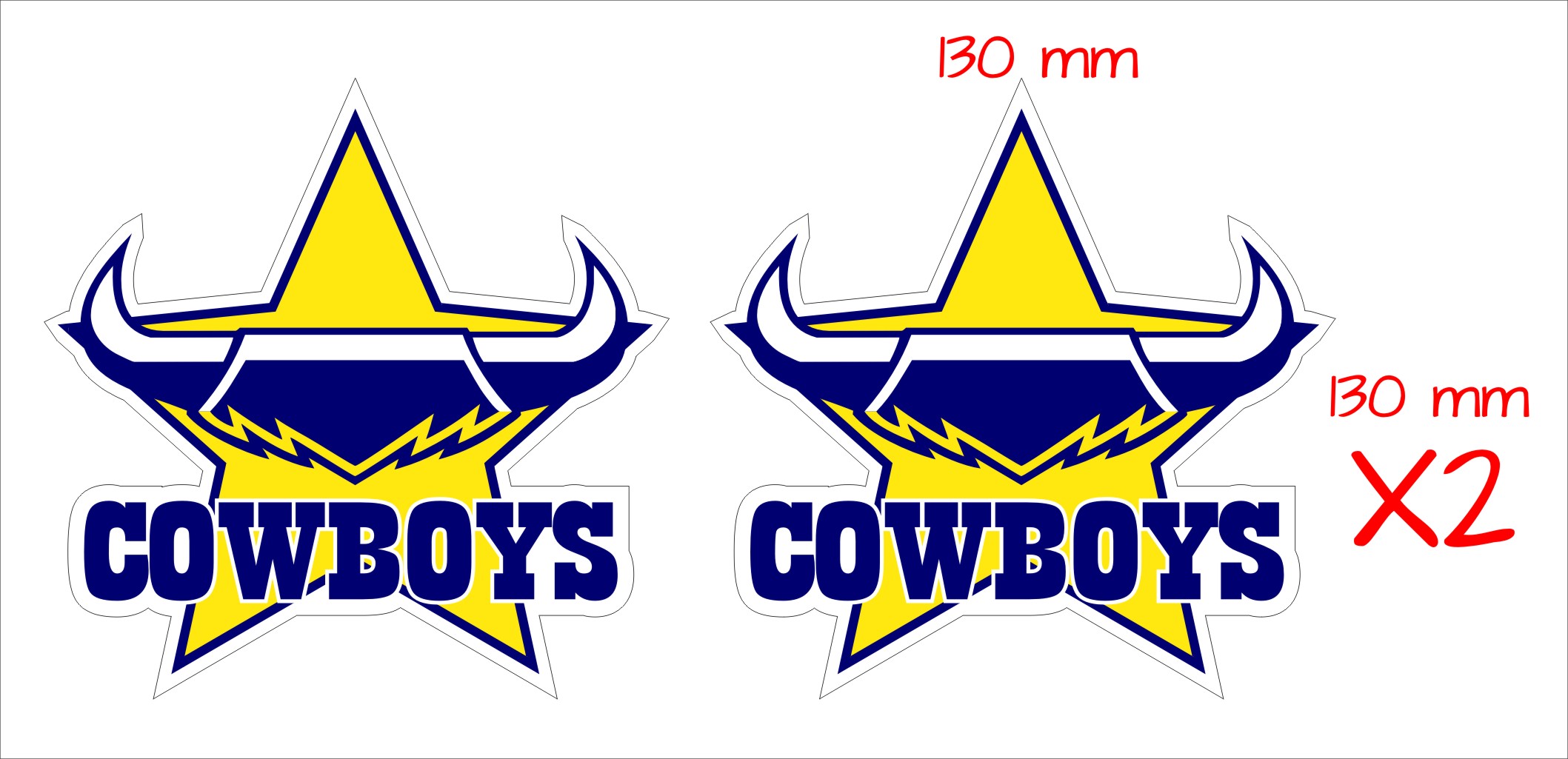 COWBOYS Stickers TWO (2) 130 mm each - Crazyfish