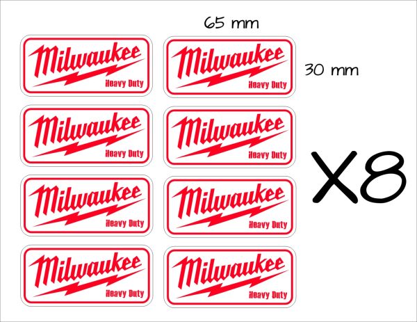Milwaukee Stickers EIGHT (8) 65 x 30 mm each - Crazy Fish