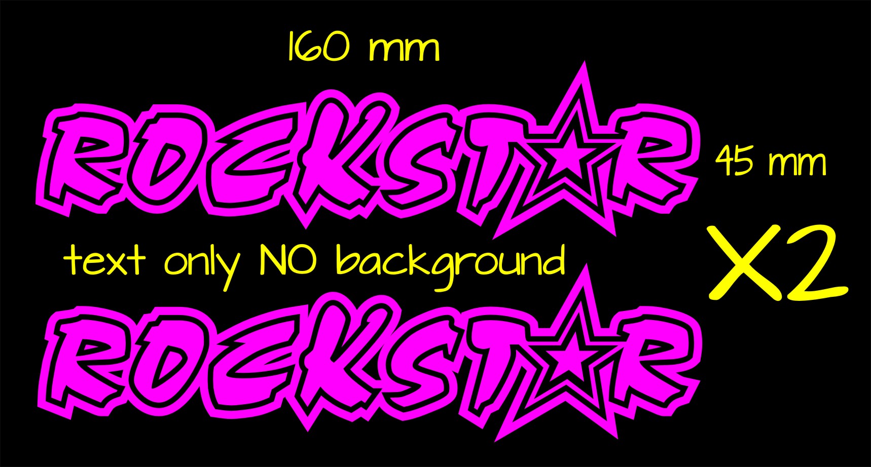 RockStar vinyl decals TWO (2) 160 x 45 mm each, choose your color ...