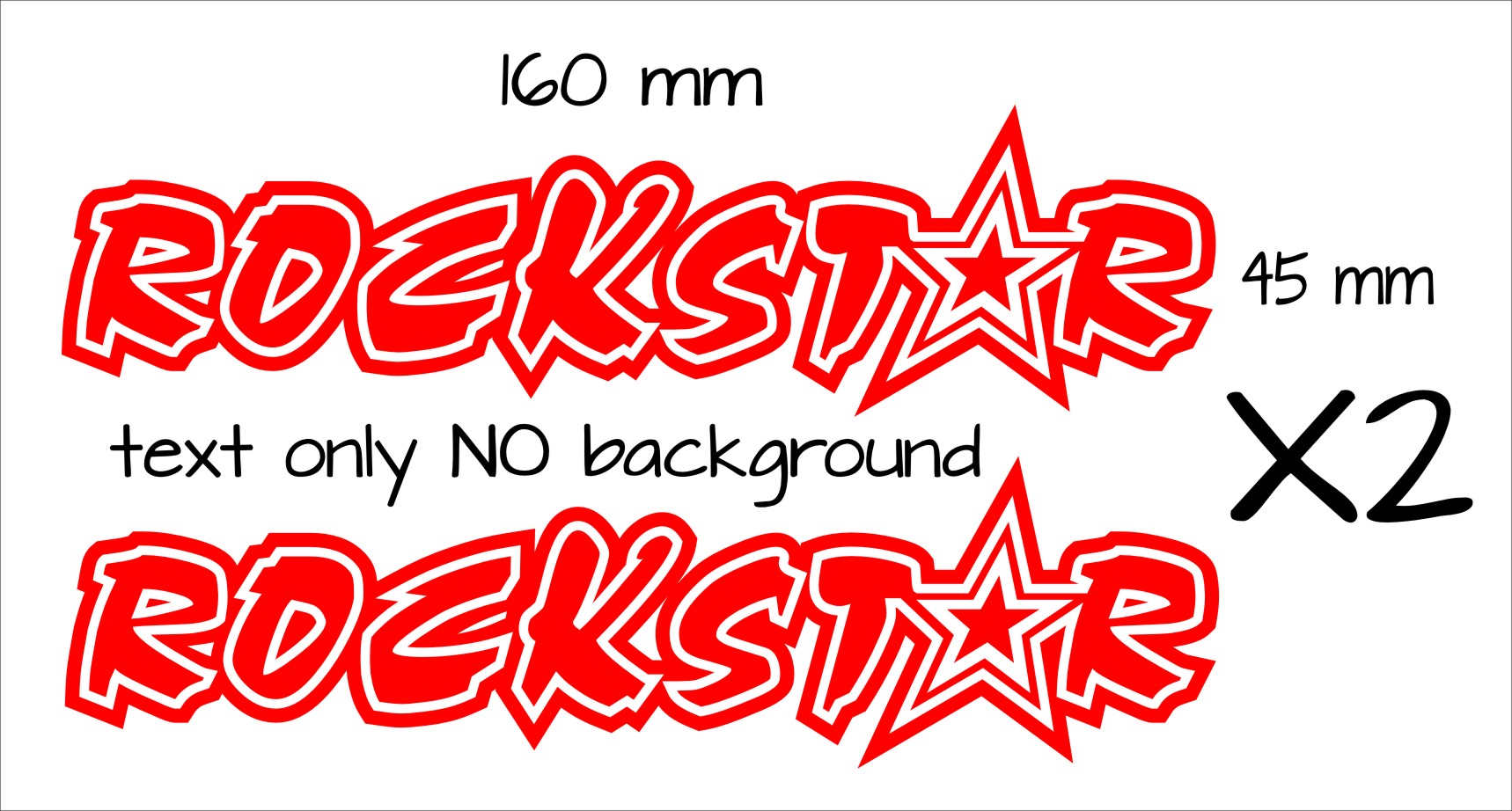 RockStar vinyl decals TWO (2) 160 x 45 mm each, choose your color ...
