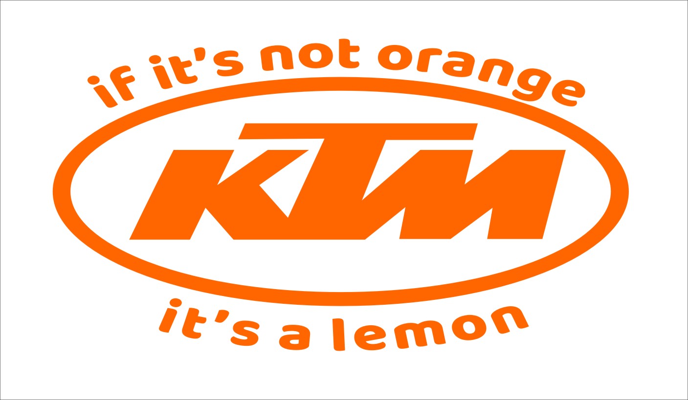 KTM Orange funny vinyl decal 200 x 110 mm orange color - Crazy Fish
