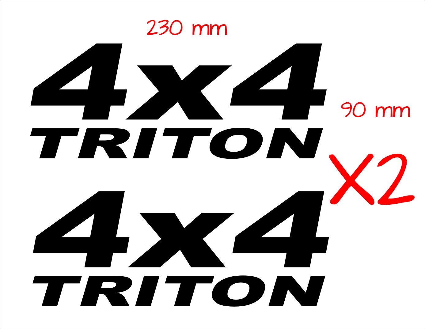 Triton 4X4 vinyl decals TWO (2) 230 x 90 mm each CONFIRM your color ...