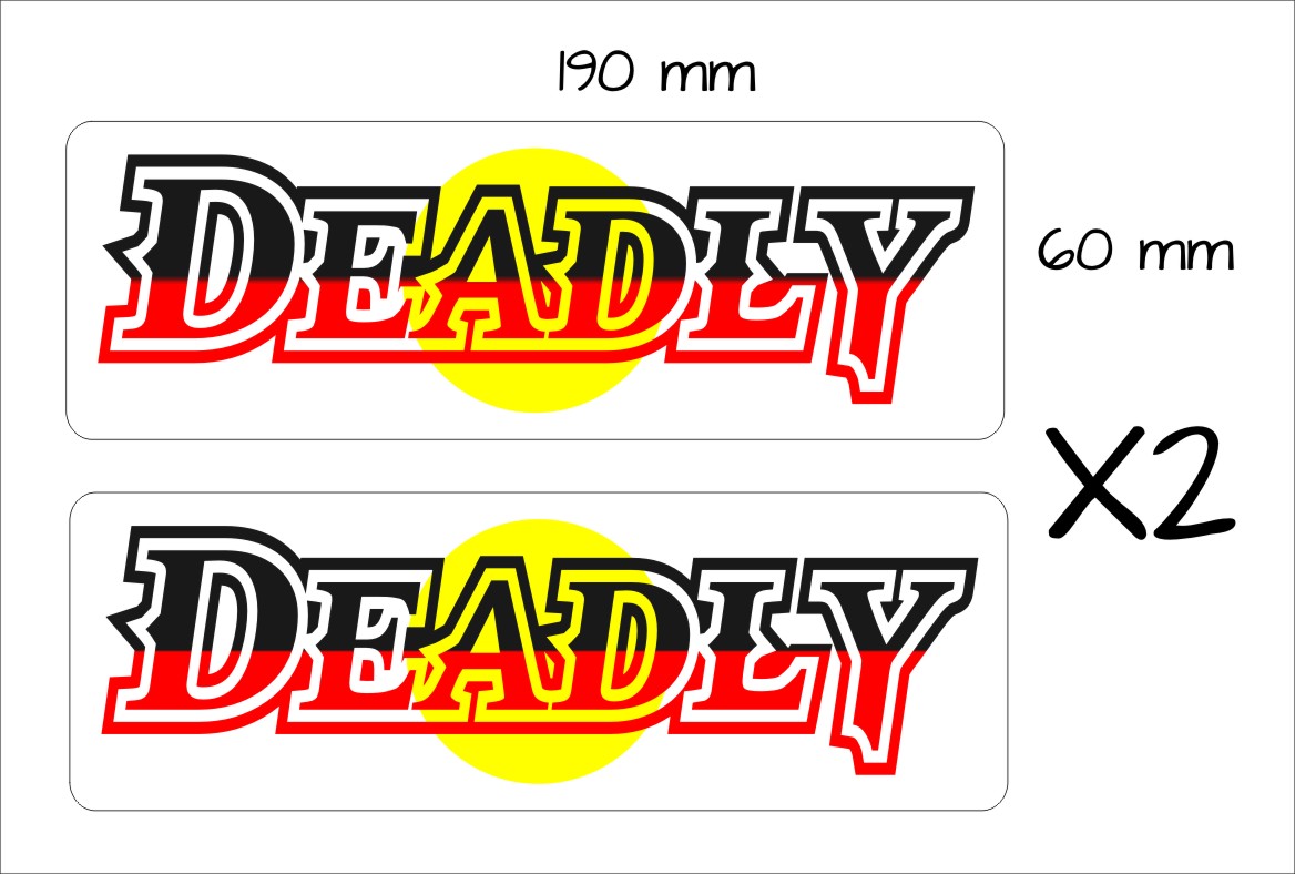 Deadly Stickers TWO (2) 190 x 60 mm each - Crazy Fish